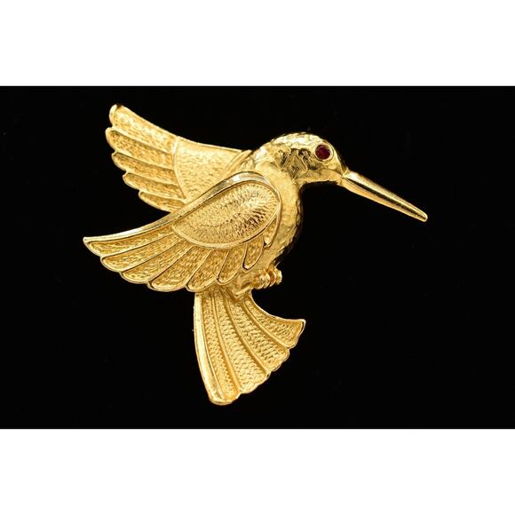 Avon | Jewelry | Avon Vintage Hummingbird Pin Brooch Gold Tone Red ...